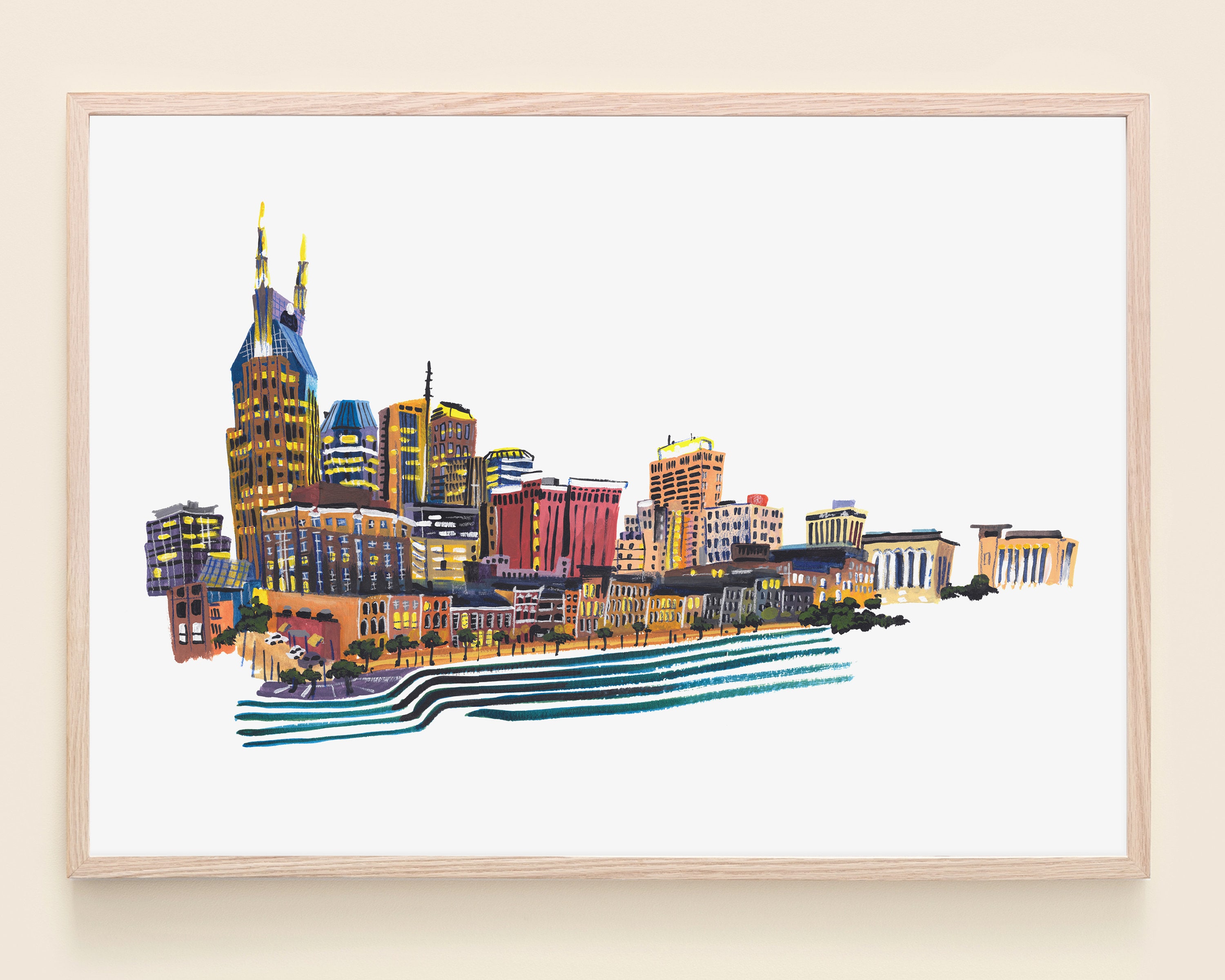 Nashville Tennessee Skyline Painting // Fine Art Giclee Print // Nash ...