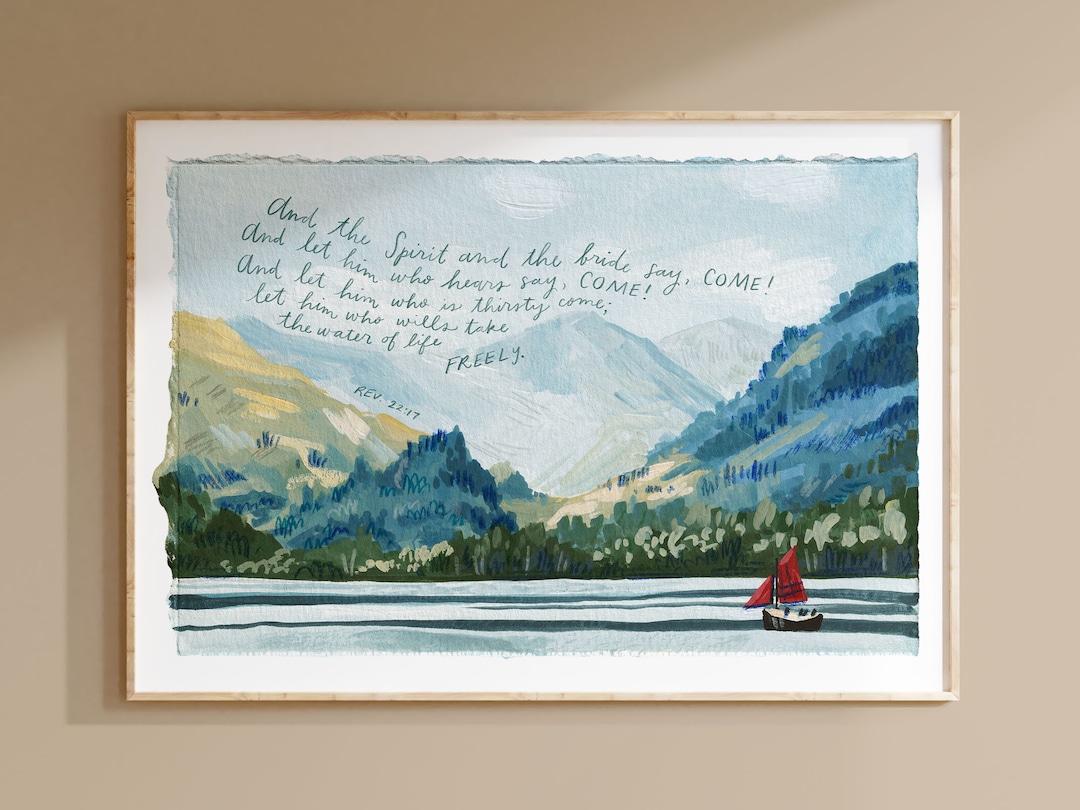 Scripture Wall Art - Water of Life, Revelation 22:17 /bible Verse Print ...