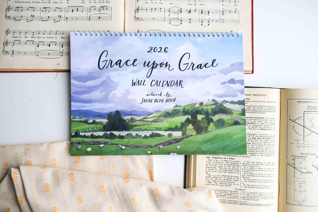 2026 Grace Upon Grace Wall Calendar | Bible Verse Monthly Appointment ...