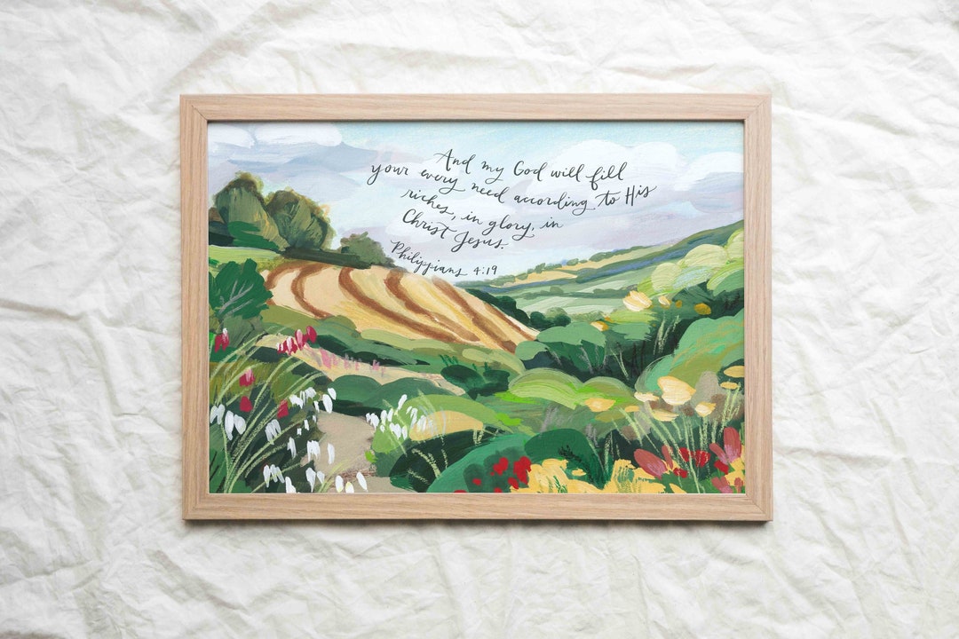 Scripture Landscape Art Print | Modern Christian Art | "my God Will ...