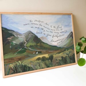 Scripture Landscape Art Print Modern Christian Art great is Your ...