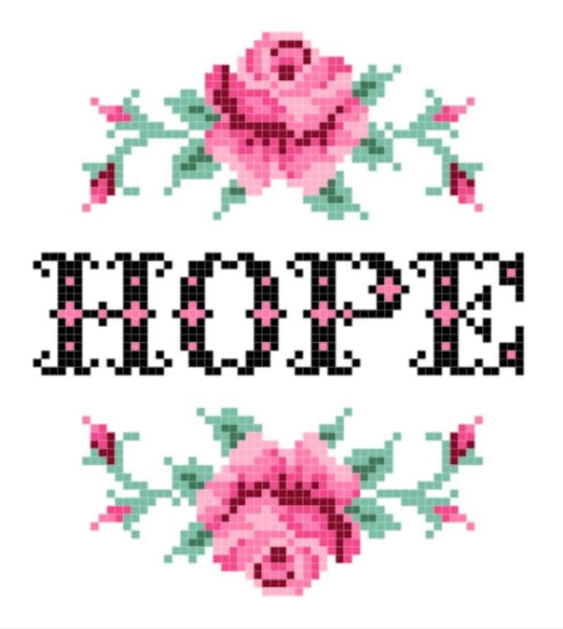 Hope Floral Counted Cross Stitch Pattern Instant Download - Etsy