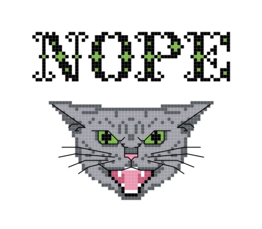 Nope Cat Counted Cross Stitch Pattern Instant Download - Etsy
