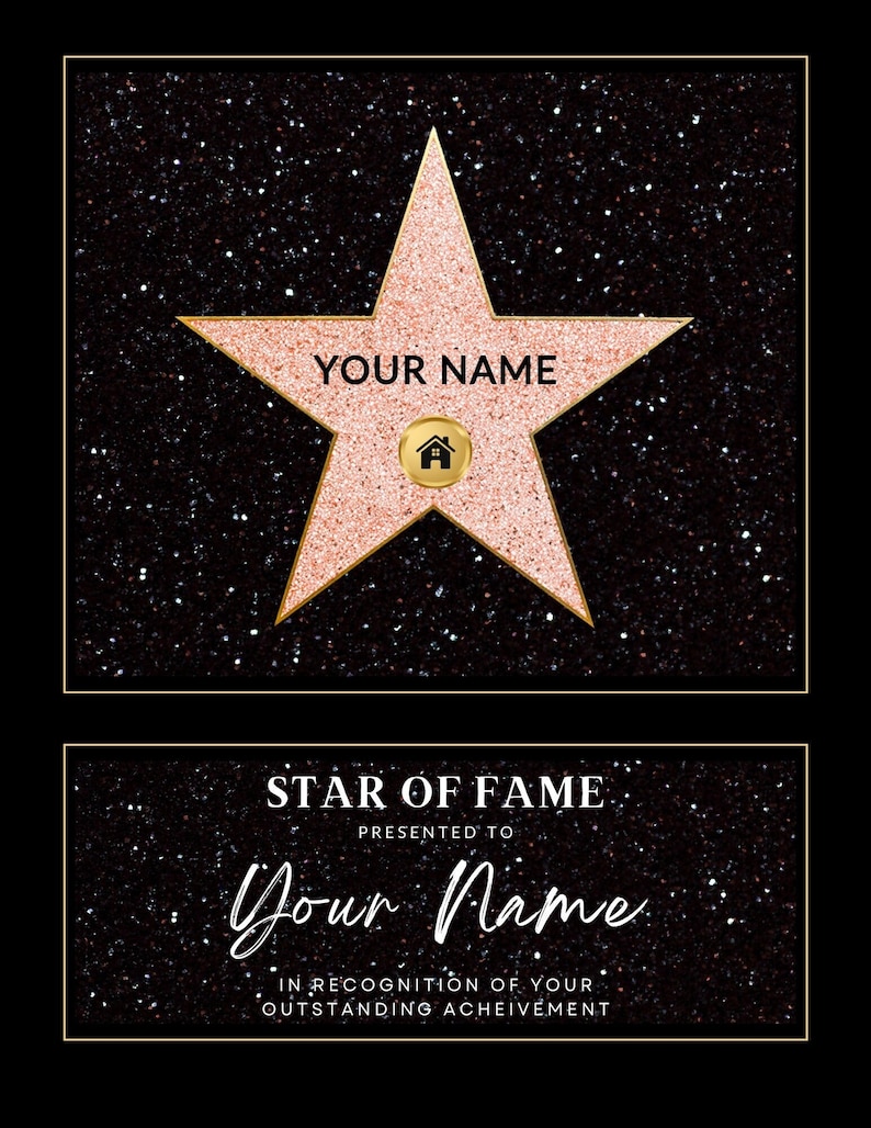 Star of Fame Award Poster Canva Template Digital Download - Etsy