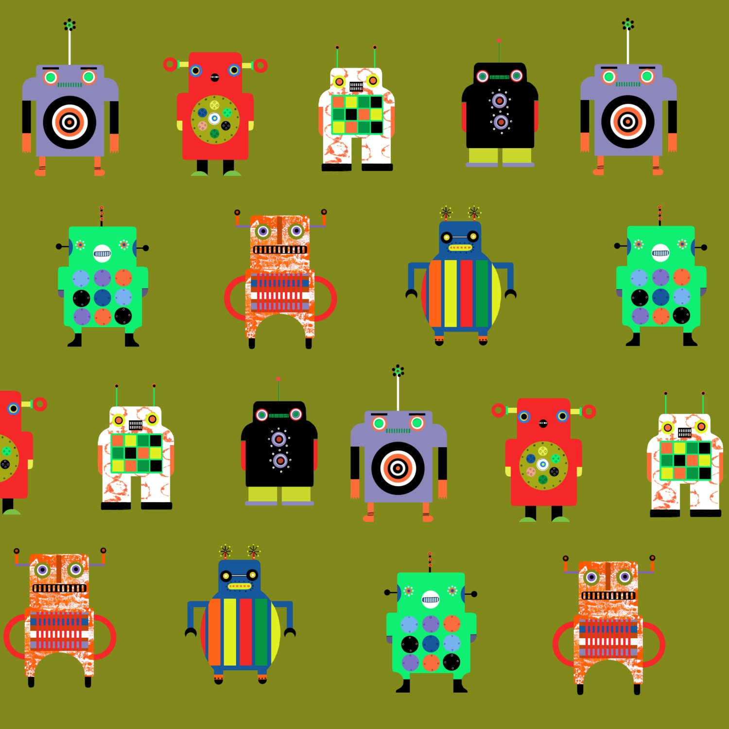 Robots Cards Set of 4 Individual Designs - Etsy