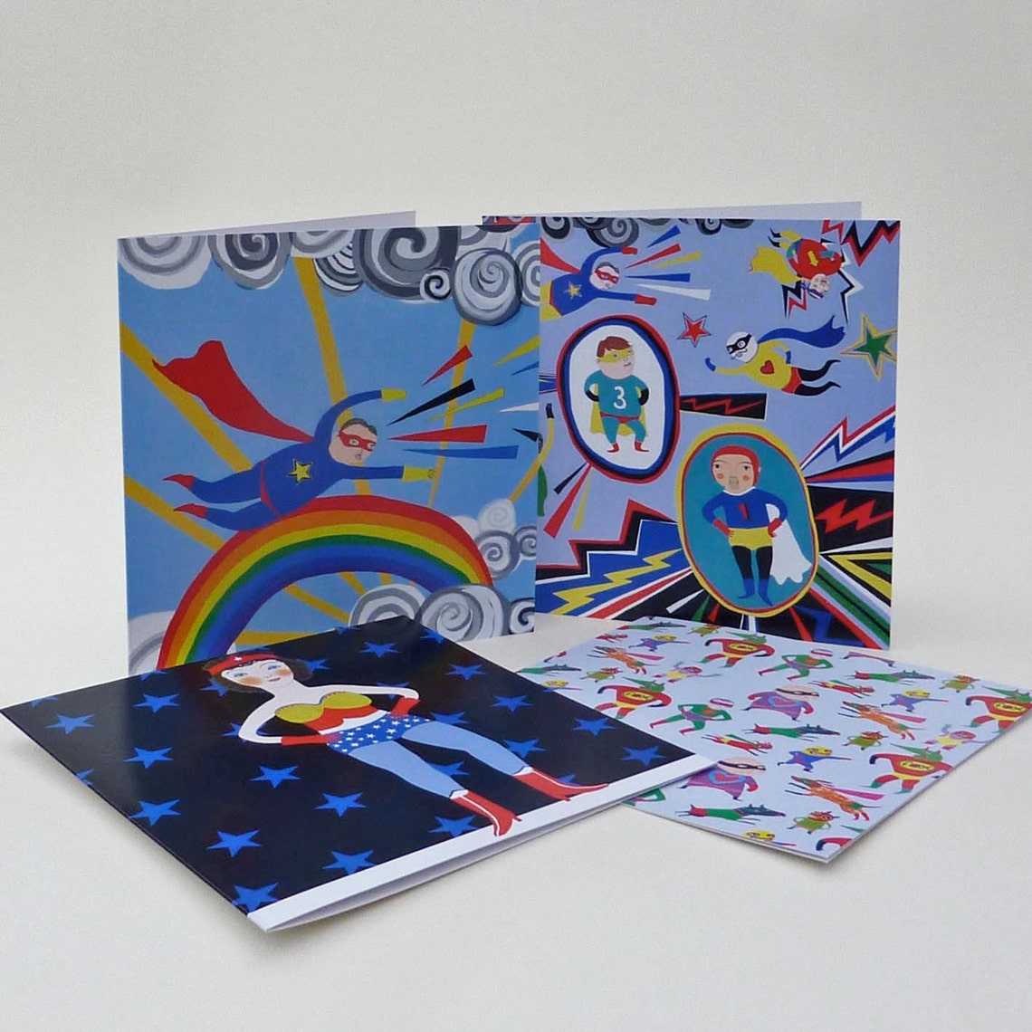 Superheroes Cards Set of 4 Individual Designs - Etsy