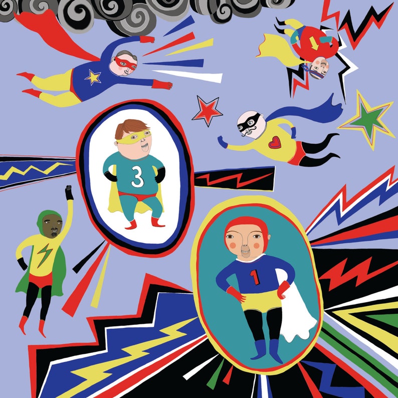 Superheroes Cards Set of 4 Individual Designs - Etsy