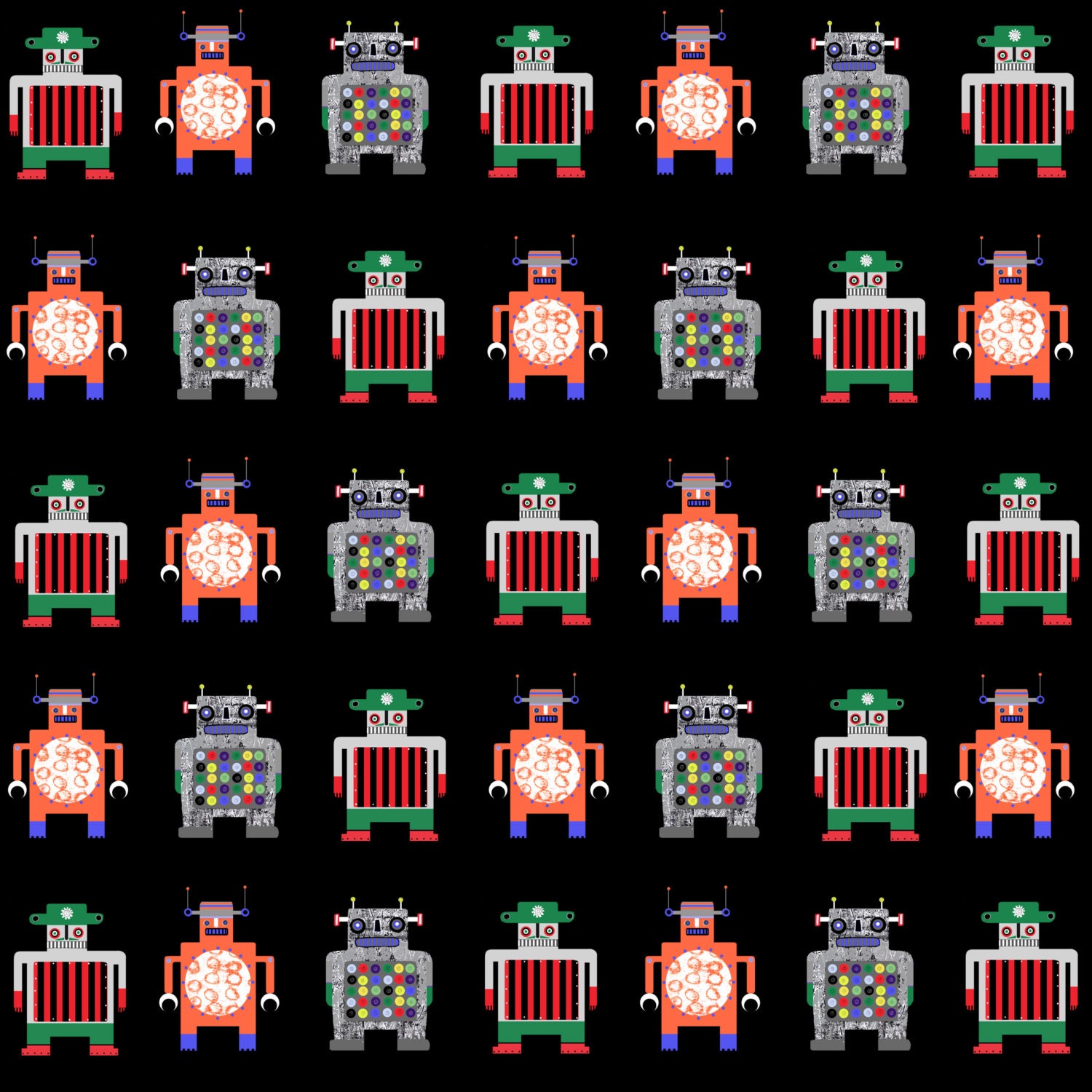 Robots Cards Set of 4 Individual Designs - Etsy