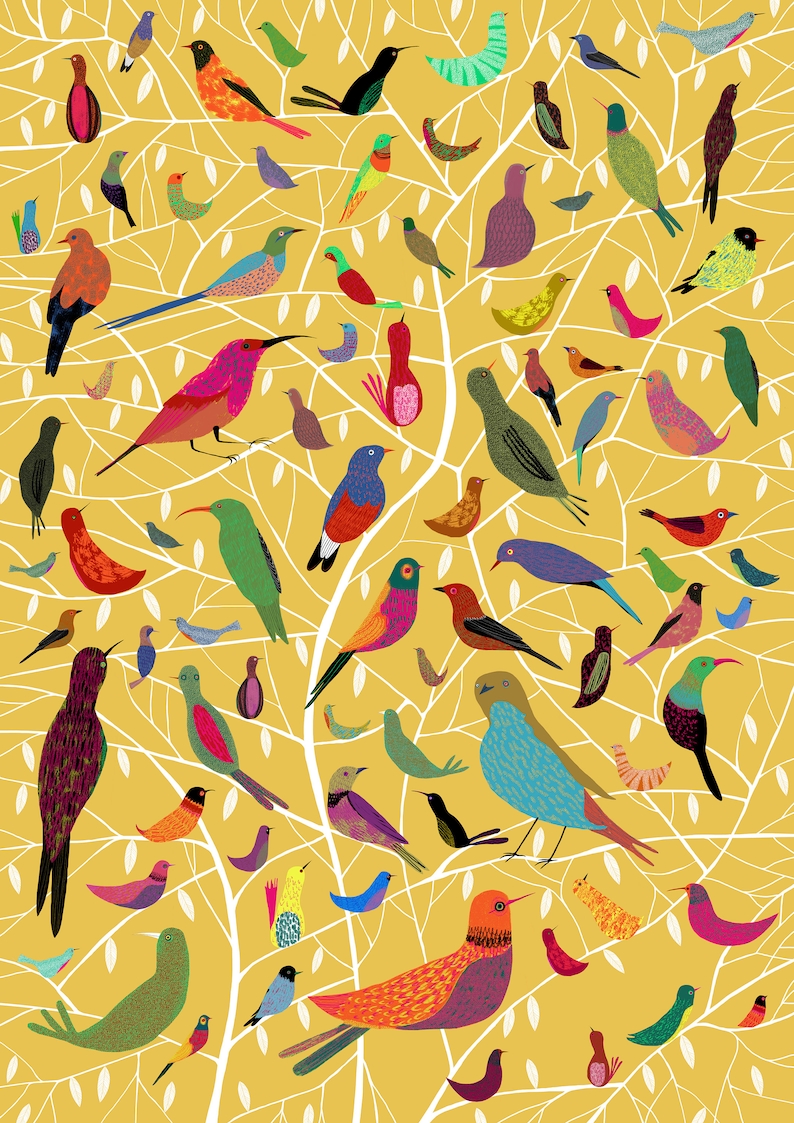 Bright Birds - Signed Giclee Print - Etsy UK