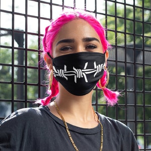 Barbed Wire Fitted Polyester Face Mask, Goth Face Mask, Alternative ...