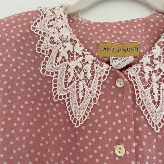 80s vintage Jane Singer pink and white polka dot dres… - Gem
