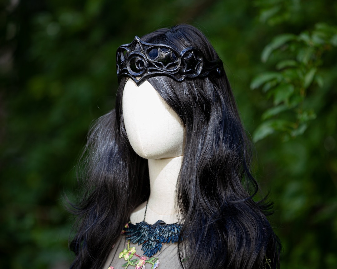 Moon and Stars Tiara With Obsidian Crystals Black Moon and Stars Crown ...