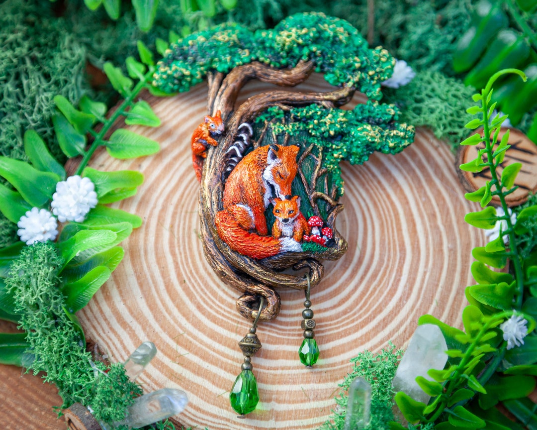 Cameo Forest Animals Brooch Fox Mom With Baby Forest Animals Fox Mom ...