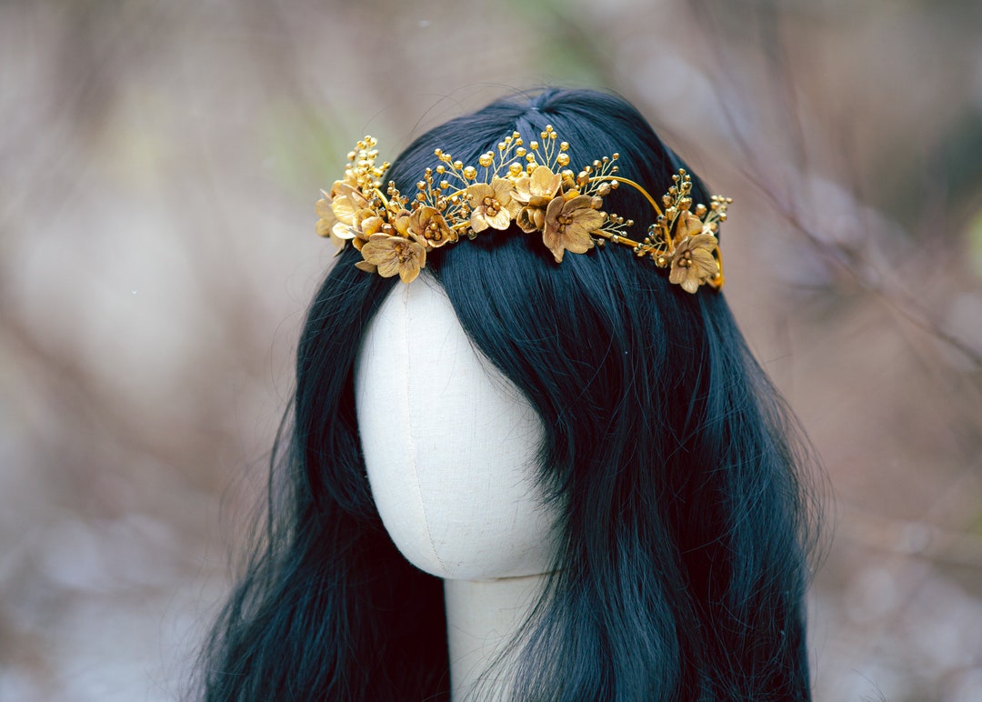 Delicate Floral Tiara With Pearls Gold Flowers Crown, Crown, Fairy ...