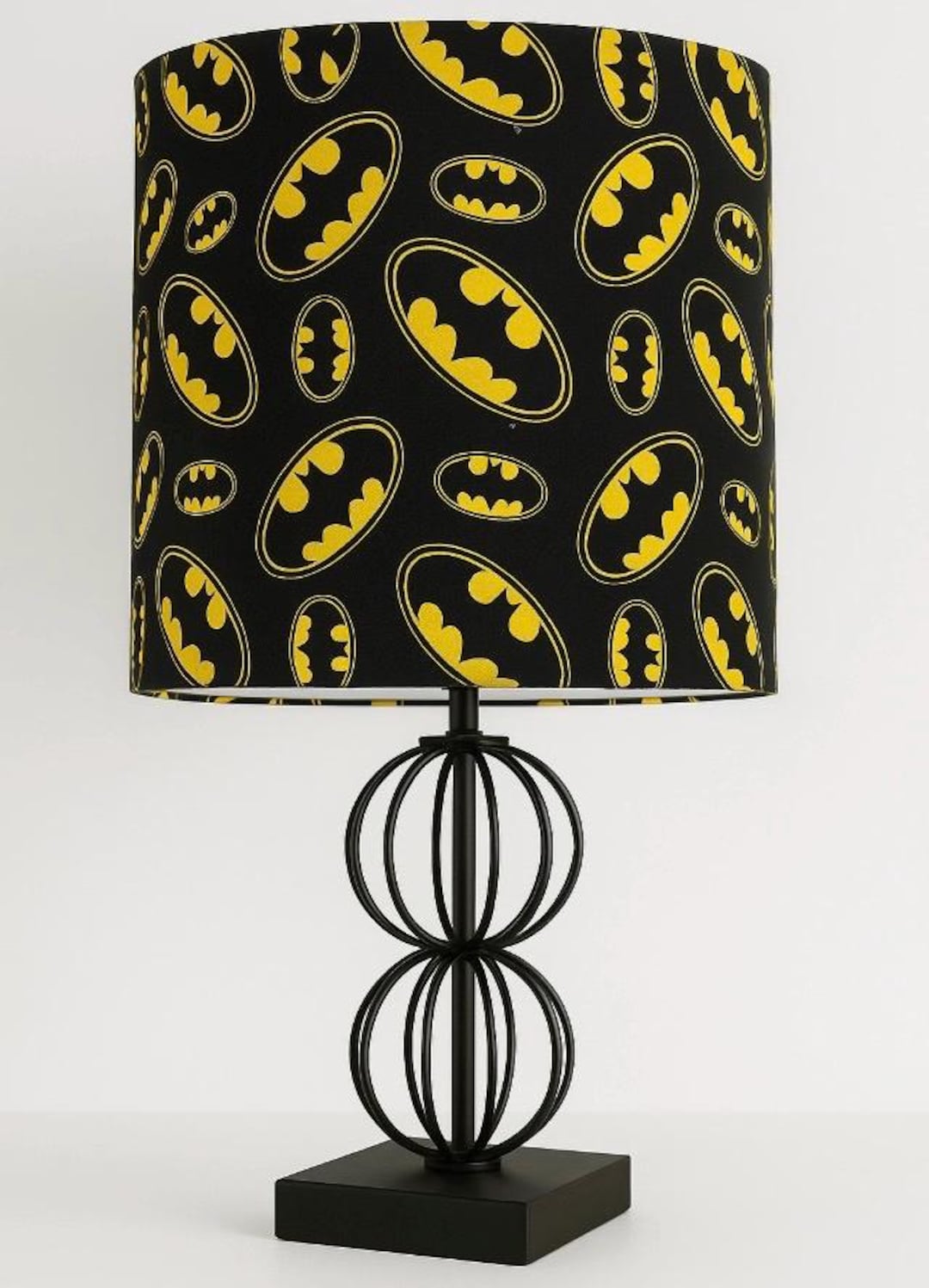 Batman Logo Handmade Lampshade Black Yellow Fabric 25cm 30cm Drum Light ...