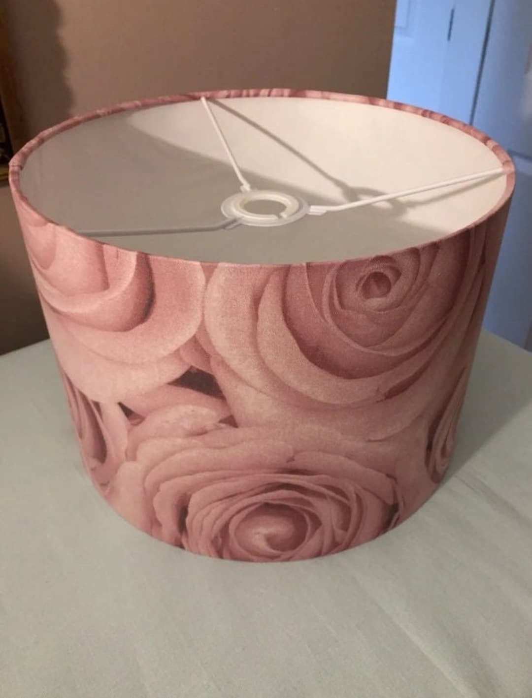 Dusky Pink Roses Fabric Handmade Lampshade Drum Girls Bedroom Nursery ...