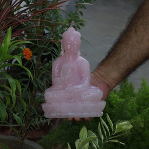 Natural Rose Quartz Buddha - Pink Quartz Hand Made Buddhist Figurine ...