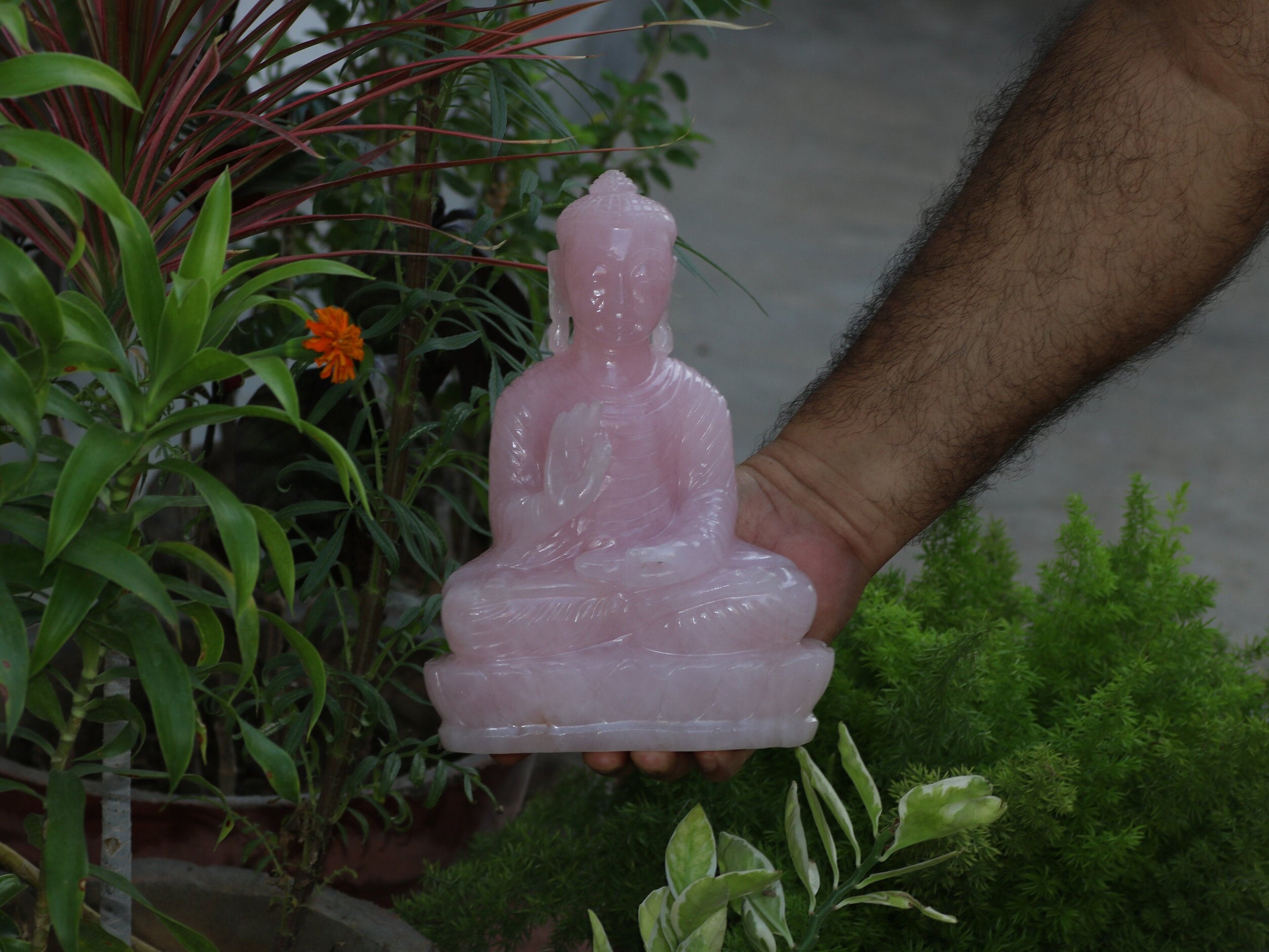 Natural Rose Quartz Buddha Pink Quartz Hand Made Buddhist | Etsy