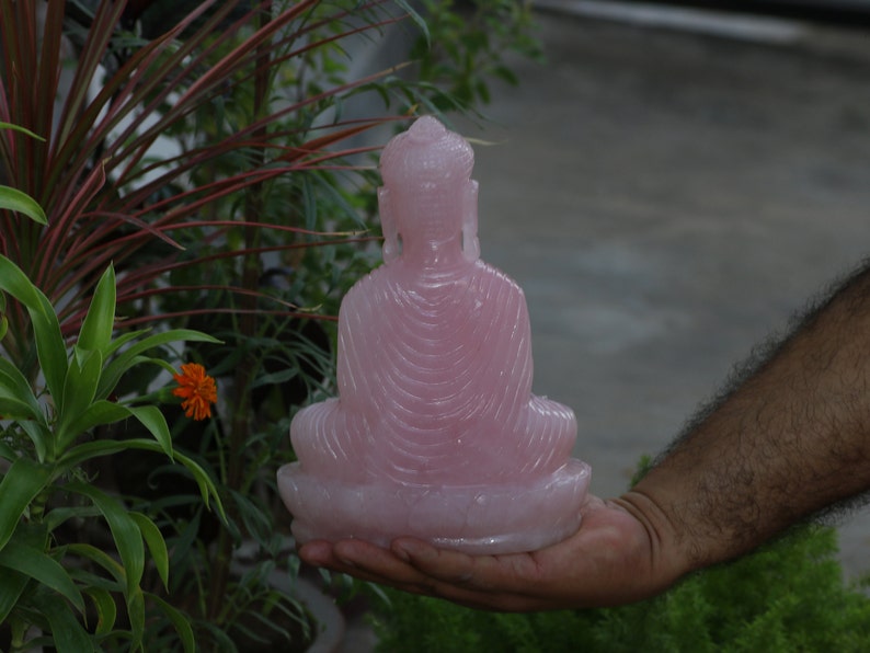 Natural Rose Quartz Buddha Pink Quartz Hand Made Buddhist | Etsy