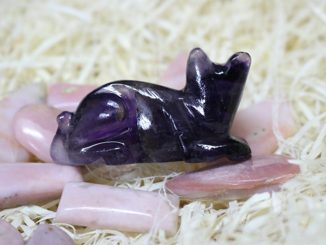 Amethyst Catnatural Purple Amethyst Cat Sculpture Hand - Etsy UK