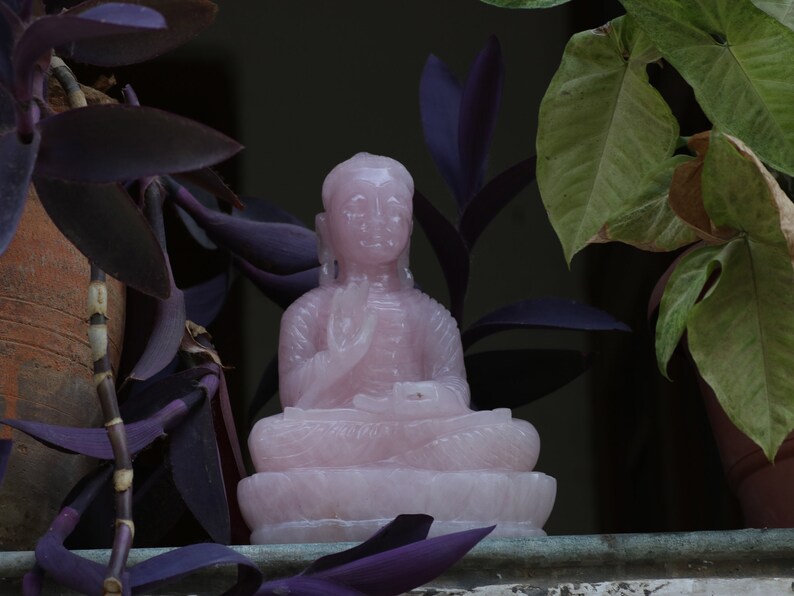 Natural Rose Quartz Buddha Pink Quartz Hand Made Buddhist | Etsy