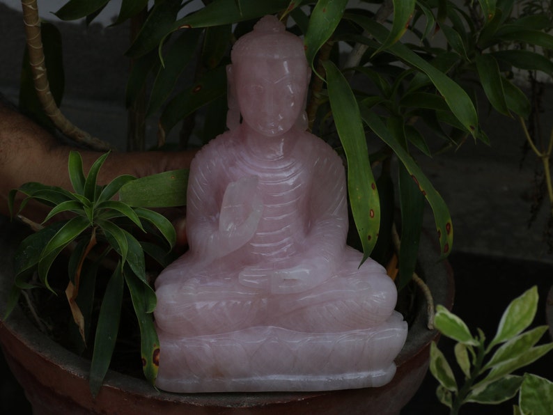 Natural Rose Quartz Buddha Pink Quartz Hand Made Buddhist | Etsy