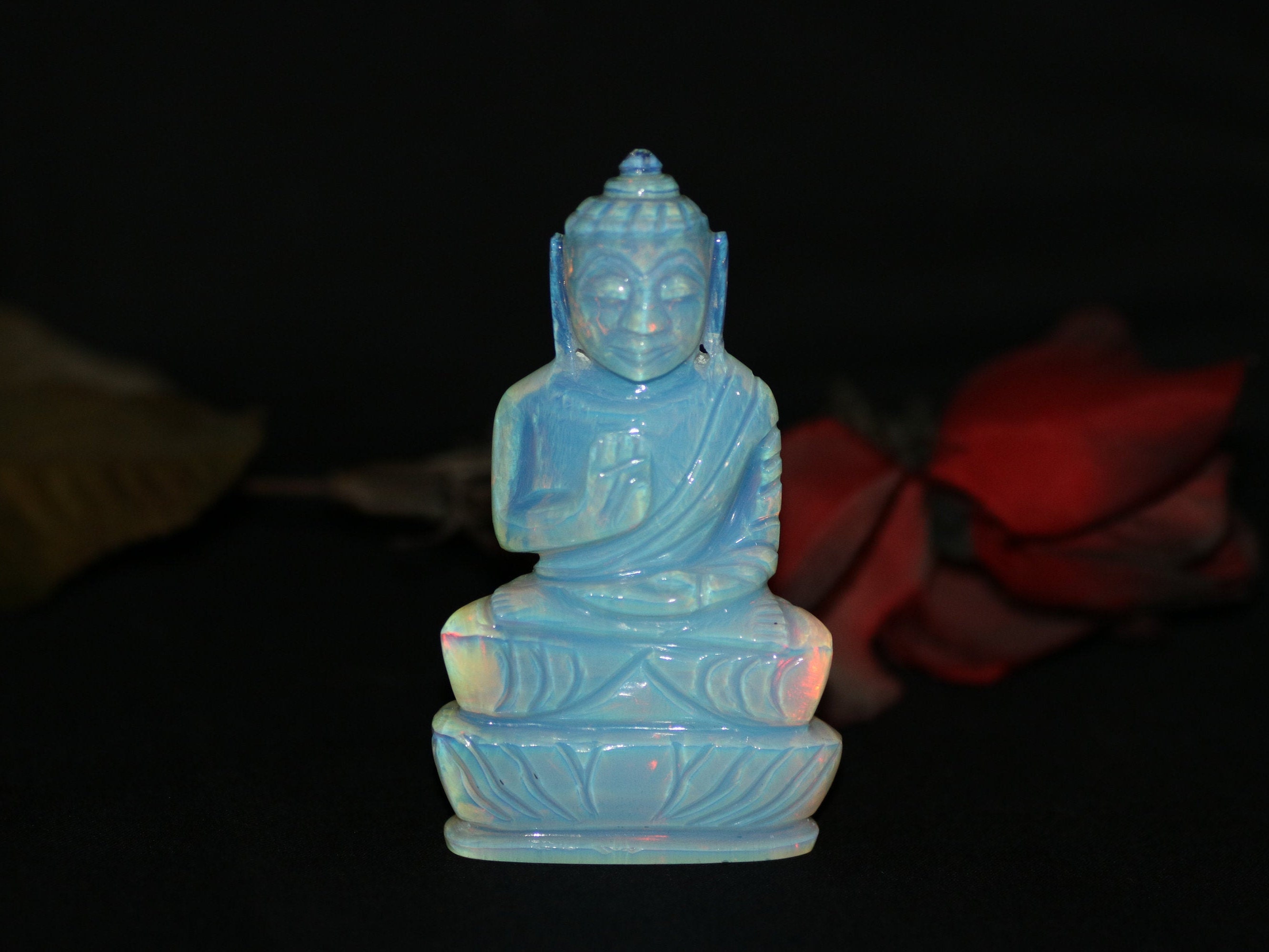 Opalith Buddha Statue Feuer Opal Edelstein handgeschnitzte | Etsy