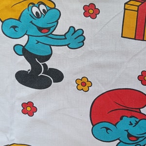 Retro Vintage Smurfs Fabric , 65 X 65 Cm , Vintage Peyo Fabric for ...