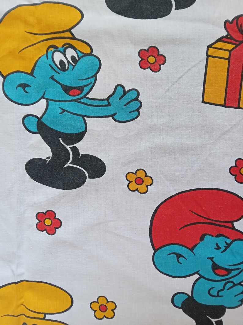 Retro Vintage Smurfs Fabric , 65 X 65 Cm , Vintage Peyo Fabric for ...