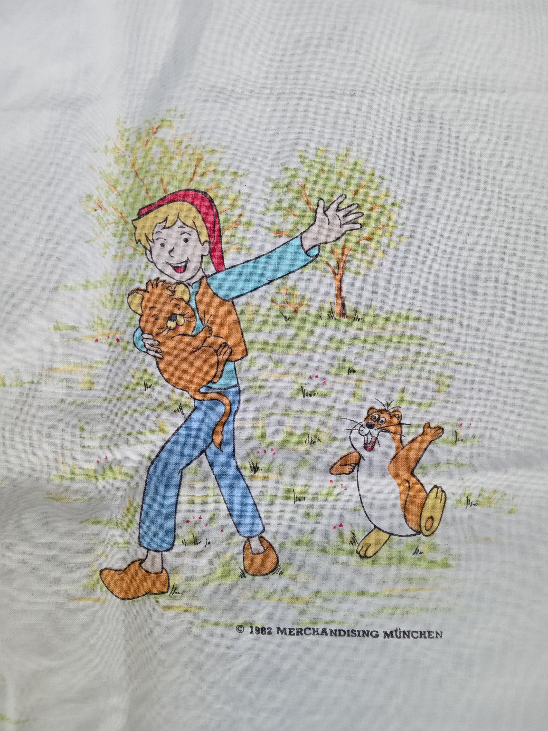 Rare Nils Holgersson Fabric, 80s Nils Holgerssons Cotton Fabric ...