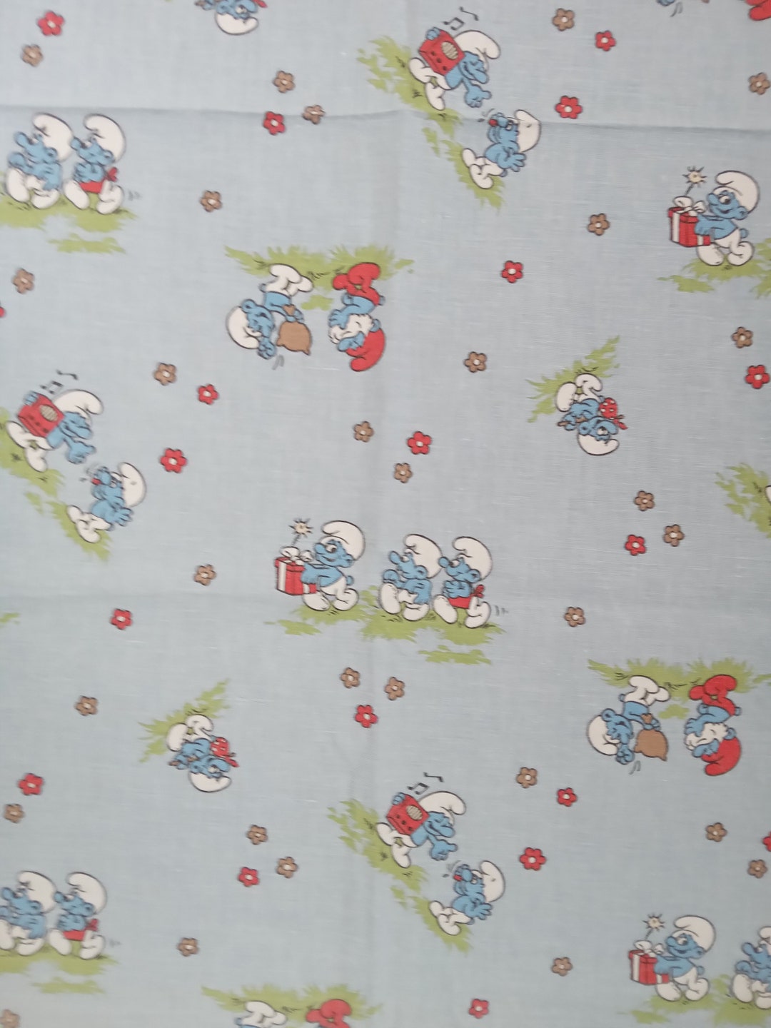 Smurfs , Smurfs Fabric , Ondermoedersparapluu , Cotton Fabric, Peyo ...