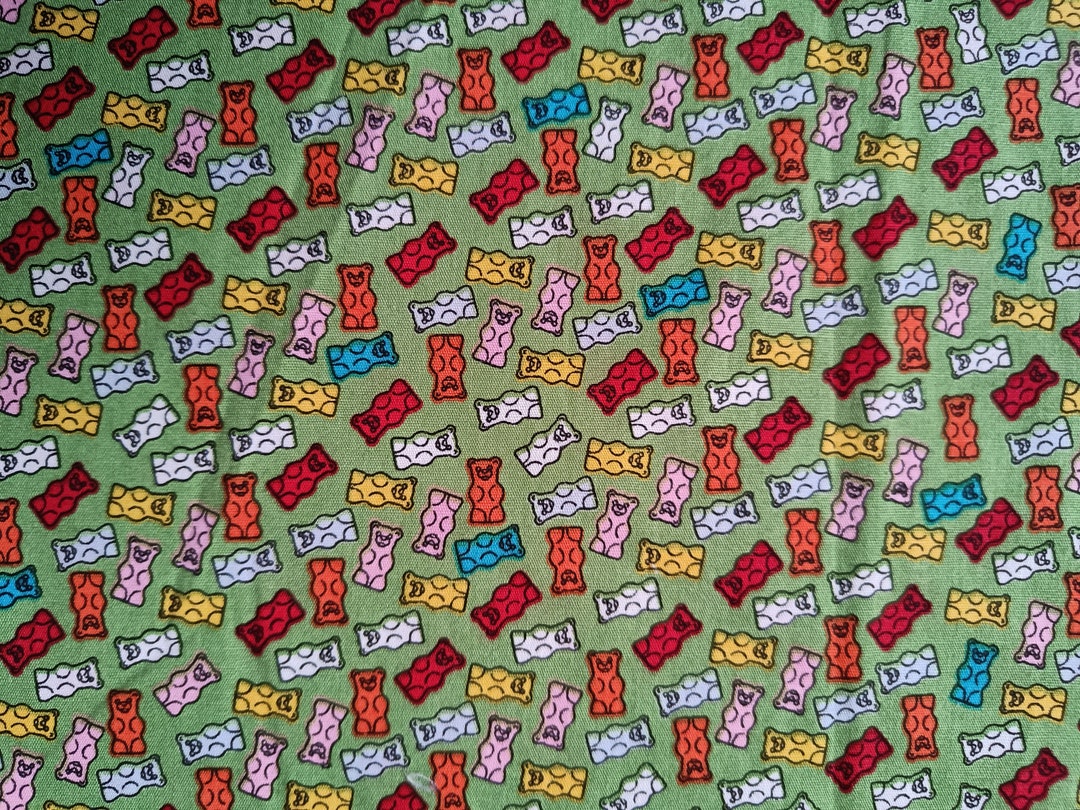 Haribo Fabric, Vintage Unused Printed Multicolor Bears Motive in Cotton ...