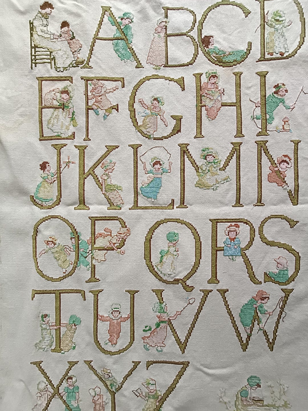 Beautiful Alphabet Sampler by Kate Greenaway, 70's Sampler, ABC ...