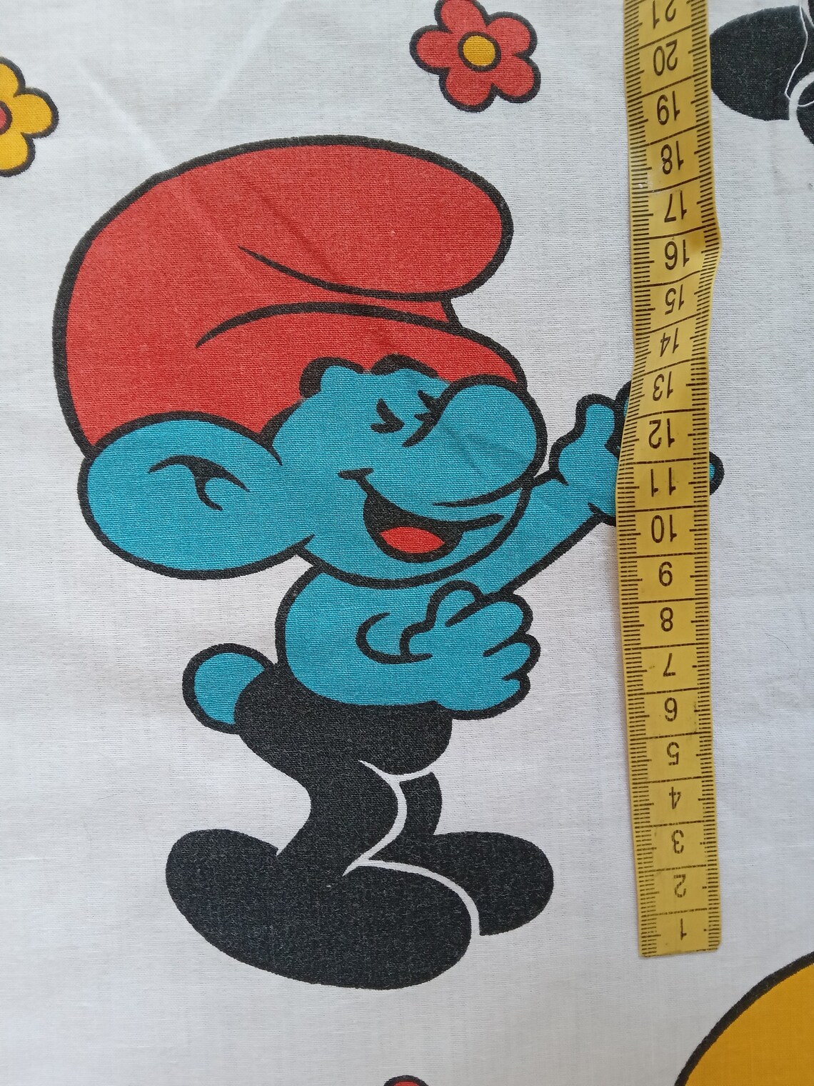 Retro Vintage Smurfs Fabric , 65 X 65 Cm , Vintage Peyo Fabric for ...
