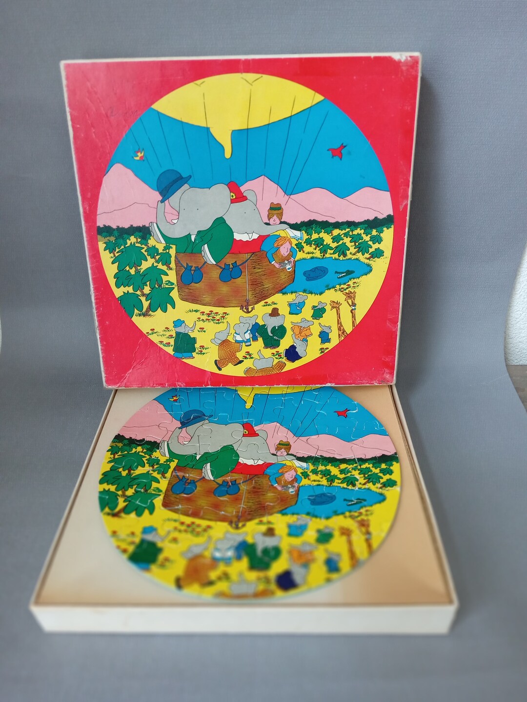 Babar the Elephant Puzzle Round Puzzle in Box J. Van Brunschot NV ...