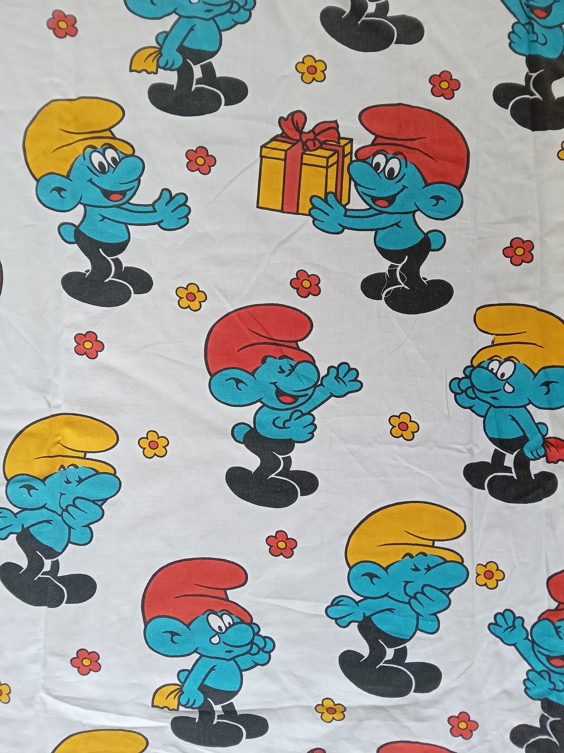Retro Vintage Smurfs Fabric , 65 X 65 Cm , Vintage Peyo Fabric for ...