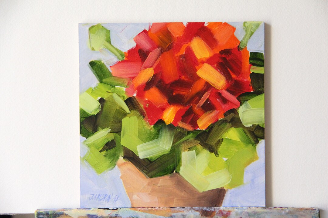 Geranium Flower Painting, Original Flower Painting, Oil Painting ...