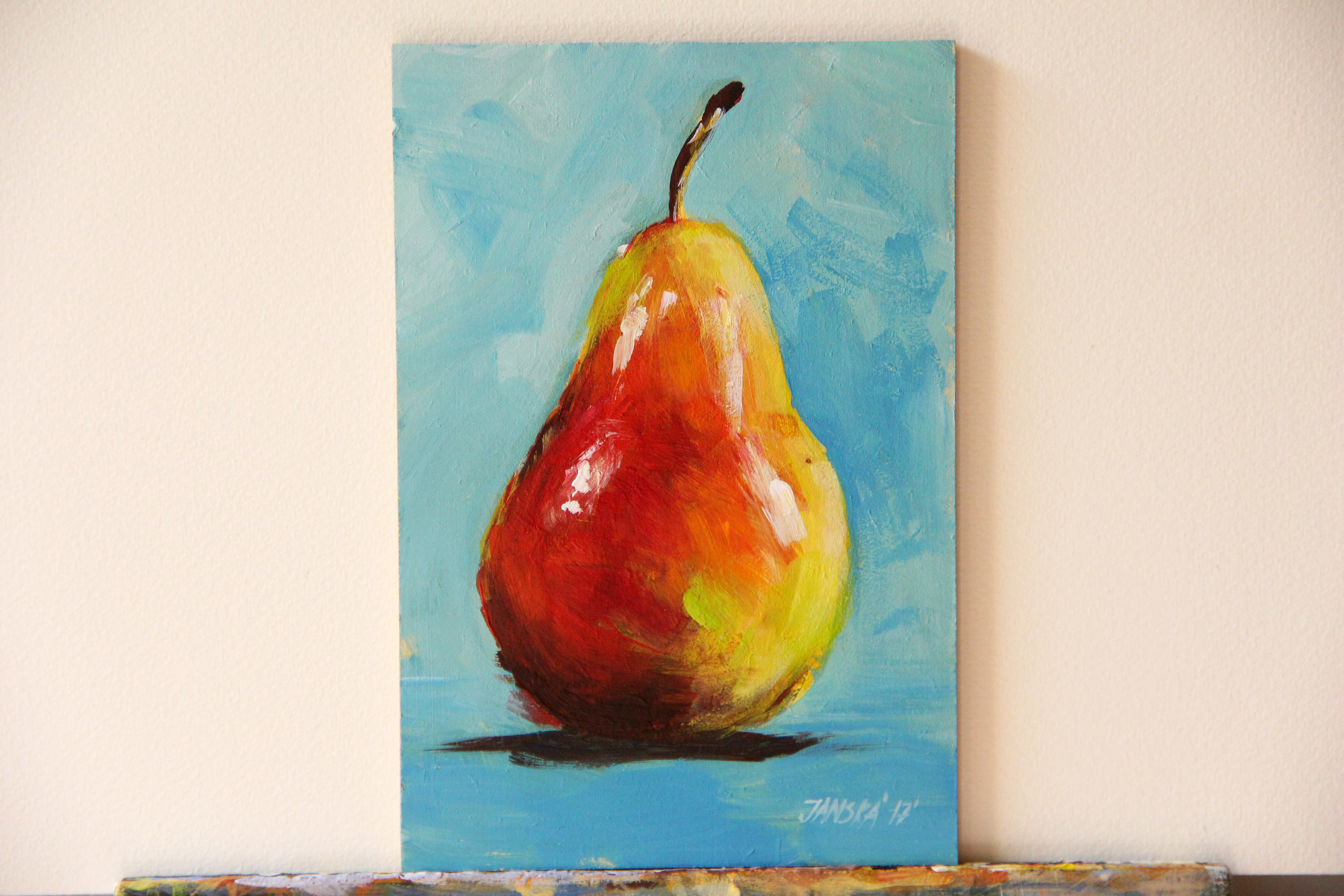 Still Life With Pear Original Fruit Painting Red Pear - Etsy Canada