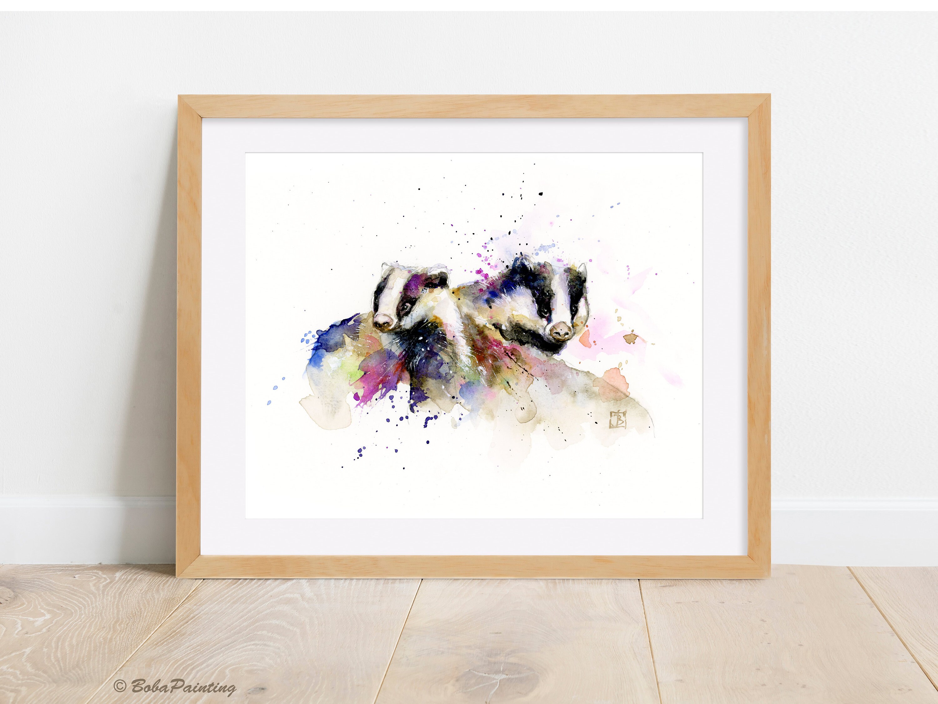 BADGER Watercolor Print Badgers Painting Animals Print - Etsy