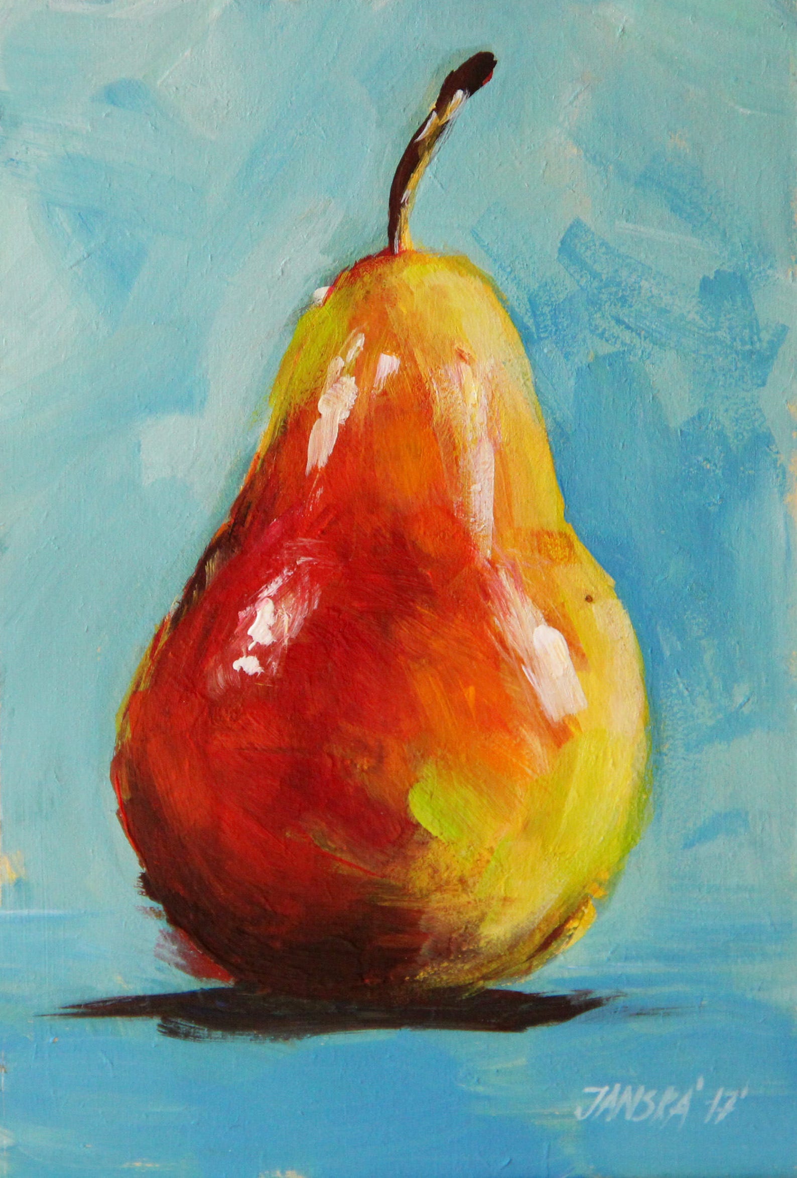 Still Life With Pear Original Fruit Painting Red Pear | Etsy Canada