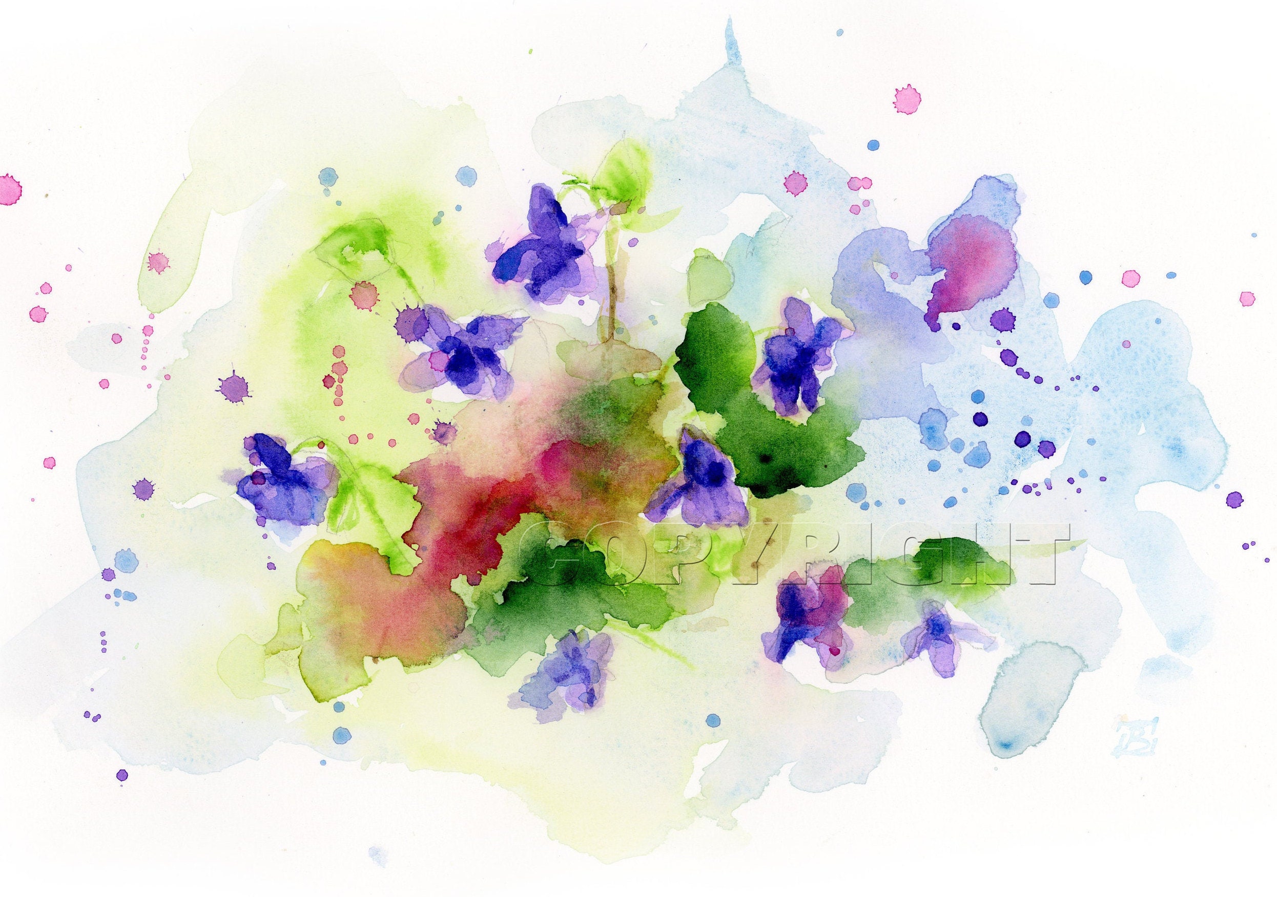 SPRING FLOWERS Print Flowers Watercolor Painting Floral Art | Etsy