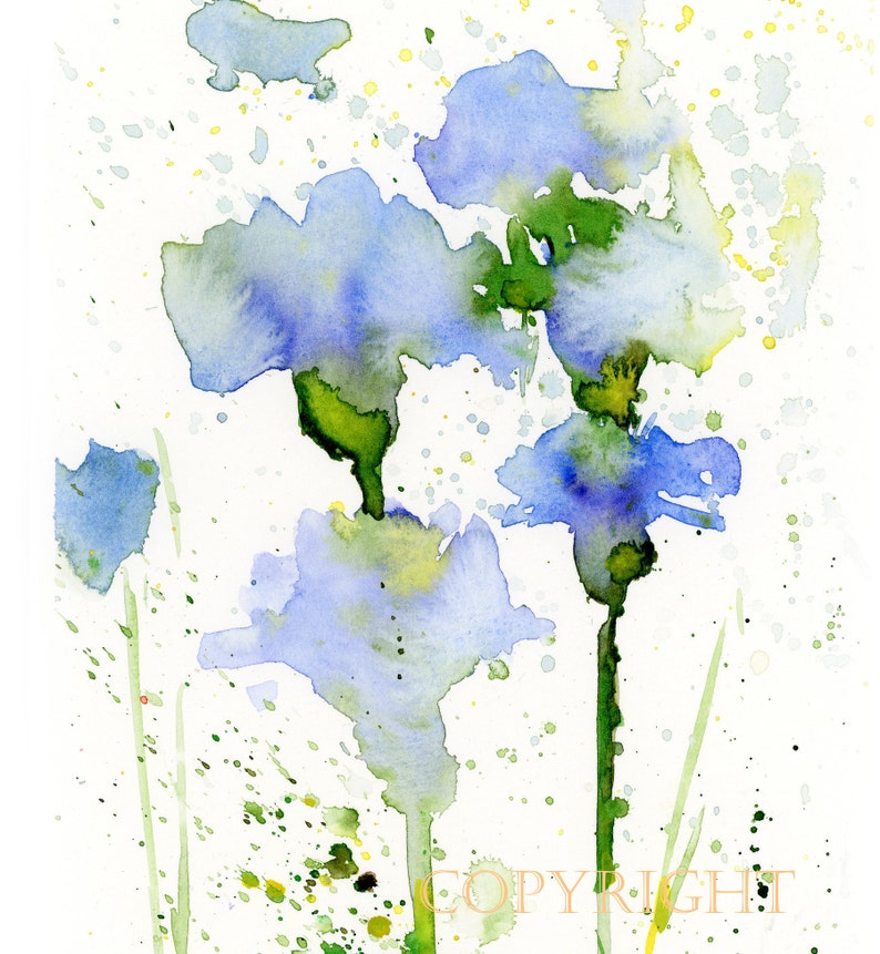 BLUE FLOWERS Print Watercolor Home Decor Flowers Wall Art - Etsy