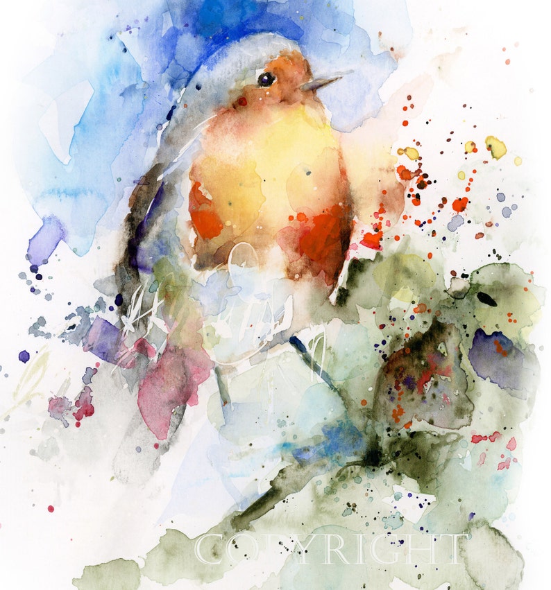 ROBIN Watercolor Painting Fine Art Archival Print Hand - Etsy
