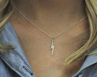 Gold Lightning Bolt Necklace Thunder Strike Dainty Necklace Sterling ...
