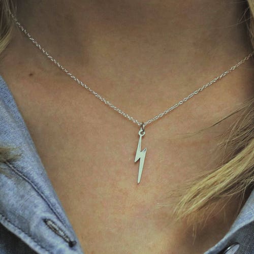 Sterling Silver Lightning Bolt Necklace Lightning Necklace - Etsy