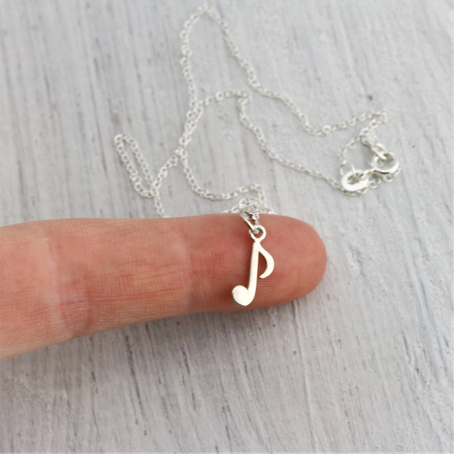 Silver Music Note Necklace Silver Musical Note Gift for Music - Etsy
