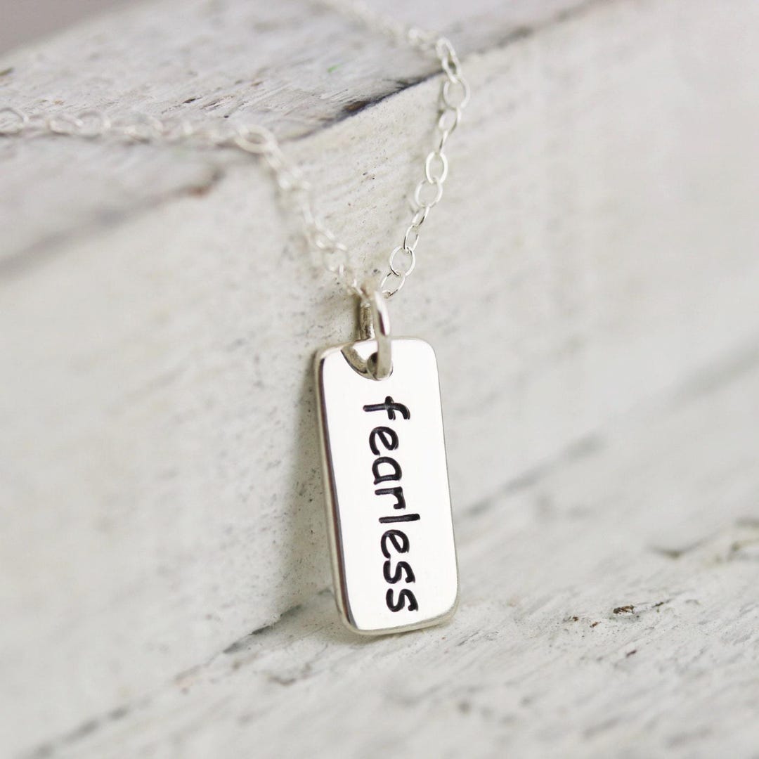 Fearless Necklace - Sterling Silver Fearless Word Tag Necklace ...