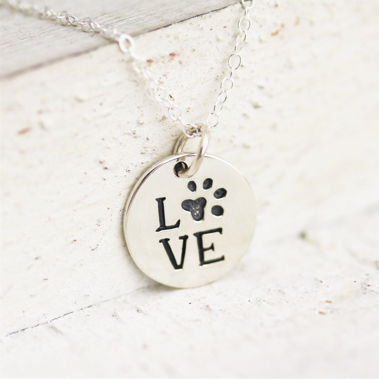 Paw Print Necklace sterling Silver love With Paw - Etsy