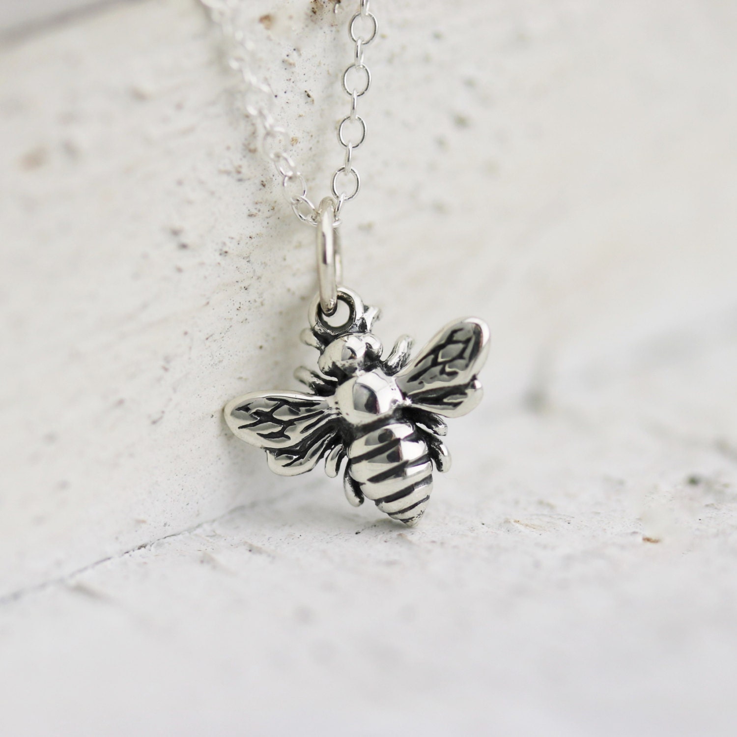 Honey Bee Necklace Sterling Silver Bee Necklace Tiny Bee - Etsy