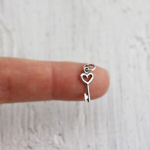 Tiny Key Necklace - Tiny Sterling Silver Heart Key Necklace - Key Charm ...